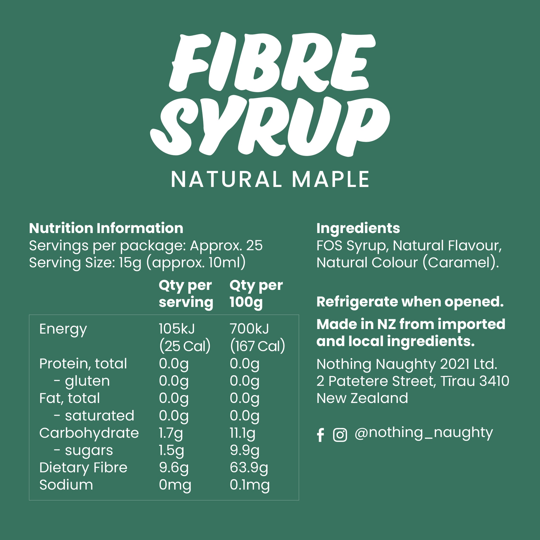 Nothing Naughty Ltd | Fibre Syrup NATURAL 250ml, Keto & Low-carb