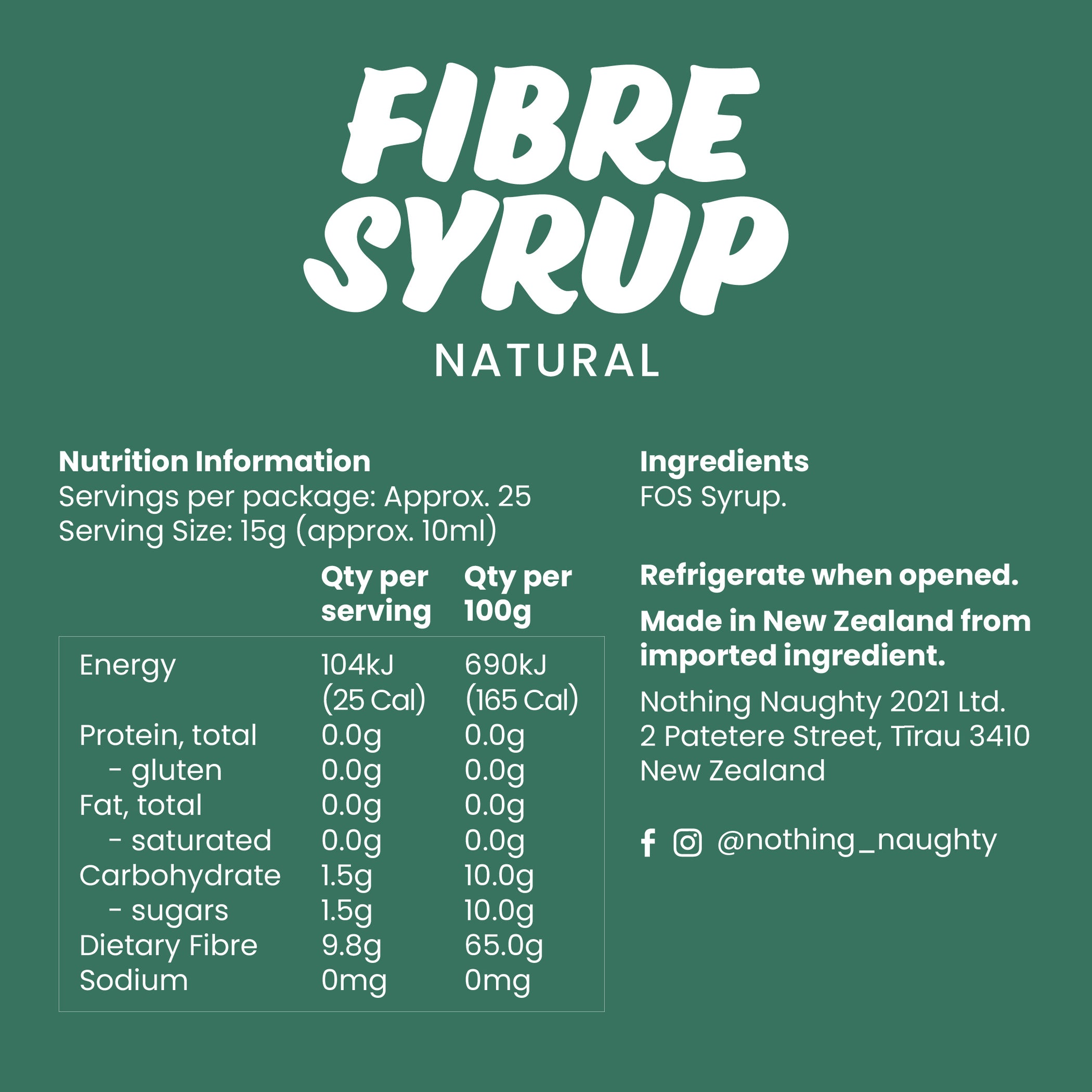 Nothing Naughty Ltd | Fibre Syrup NATURAL 250ml, Keto & Low-carb
